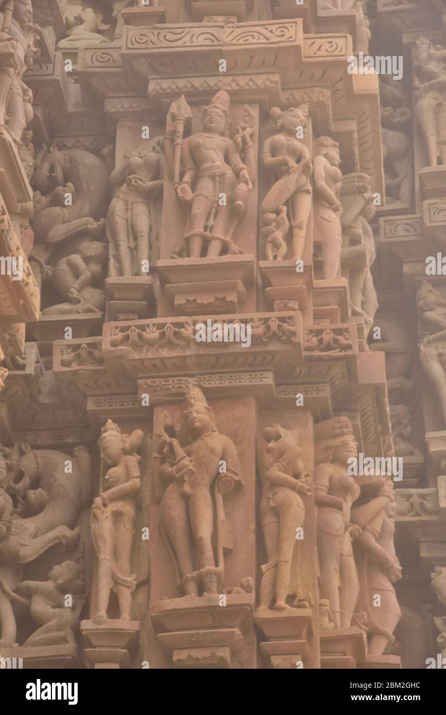 Bas relief at famous ancient temple in Khajuraho, India Stock Photo - Alamy