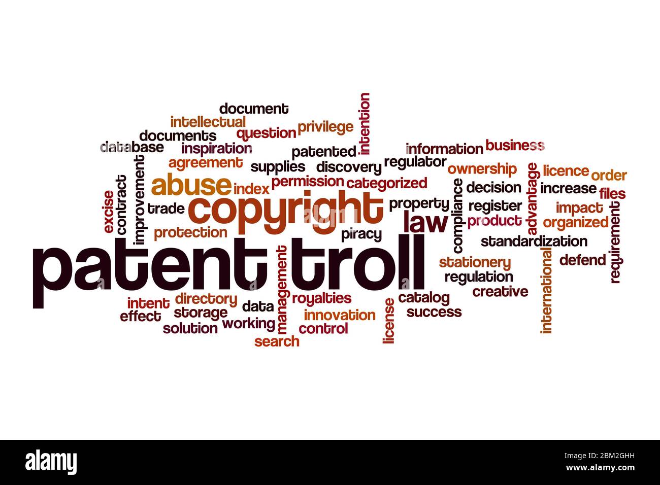 Patent troll word cloud concept on white background Stock Photo - Alamy