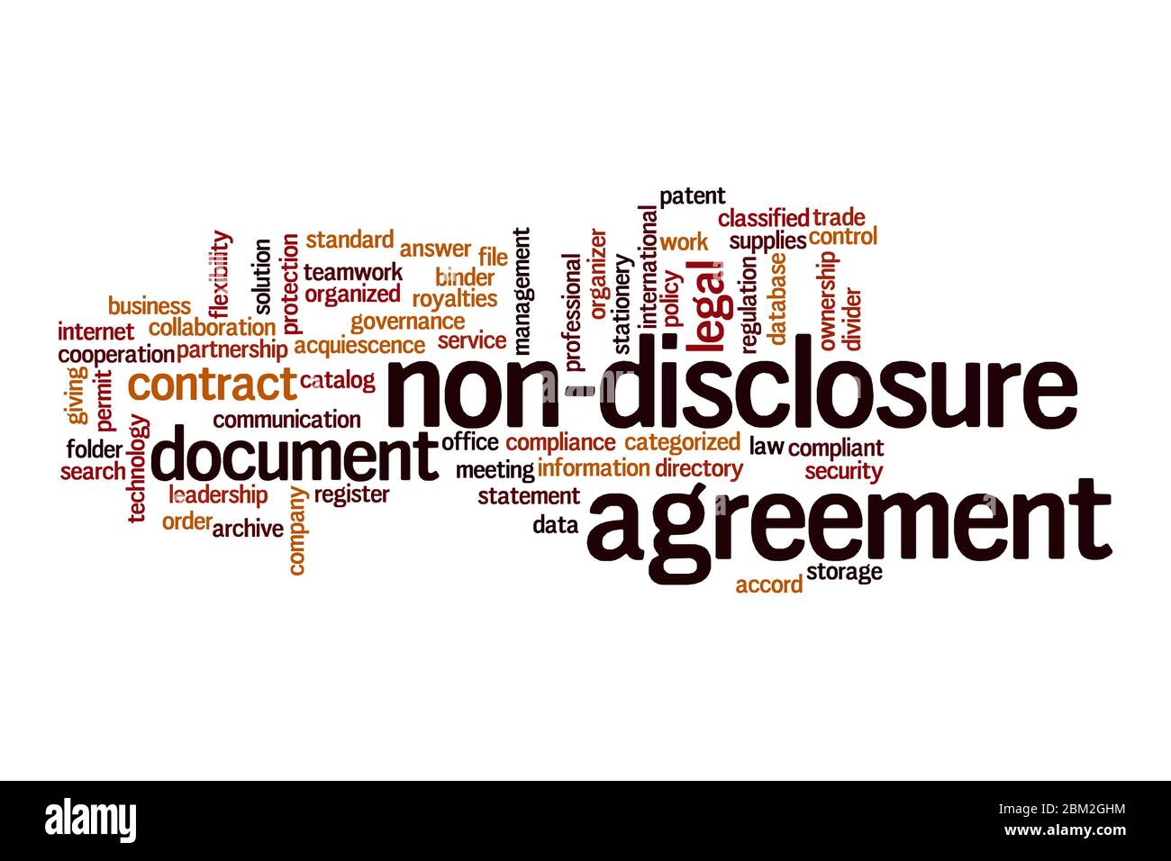 Non-disclosure agreement word cloud concept on white background Stock ...