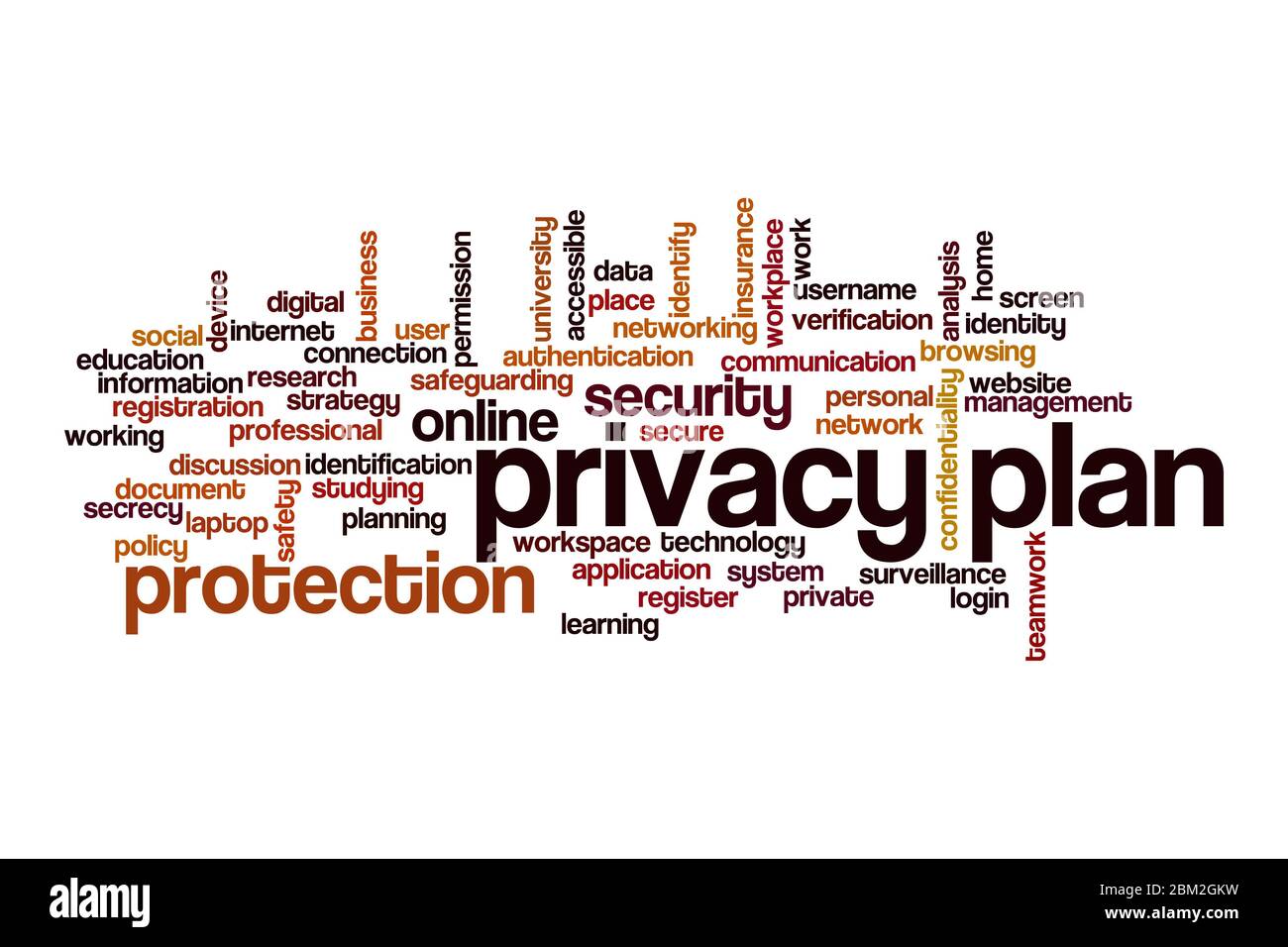 Privacy plan word cloud concept on white background Stock Photo - Alamy