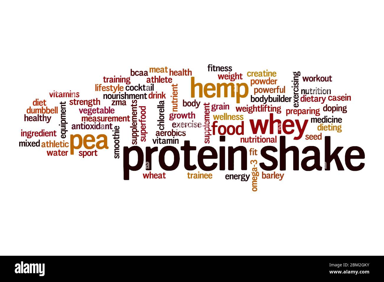 Protein shake word cloud concept on white background Stock Photo - Alamy