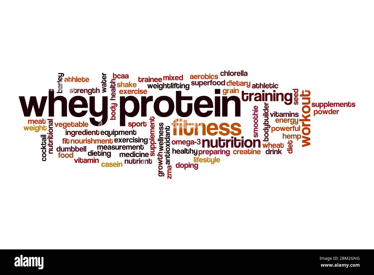 Whey protein word cloud concept on white background Stock Photo - Alamy