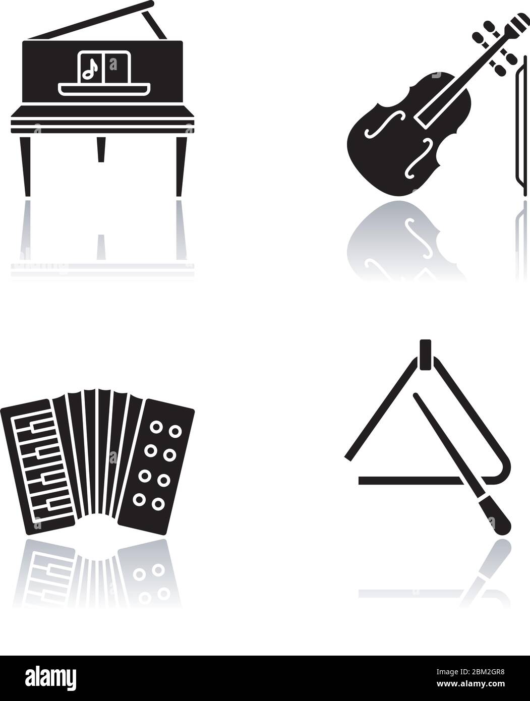 Music performance drop shadow black glyph icons set Stock Vector Image ...