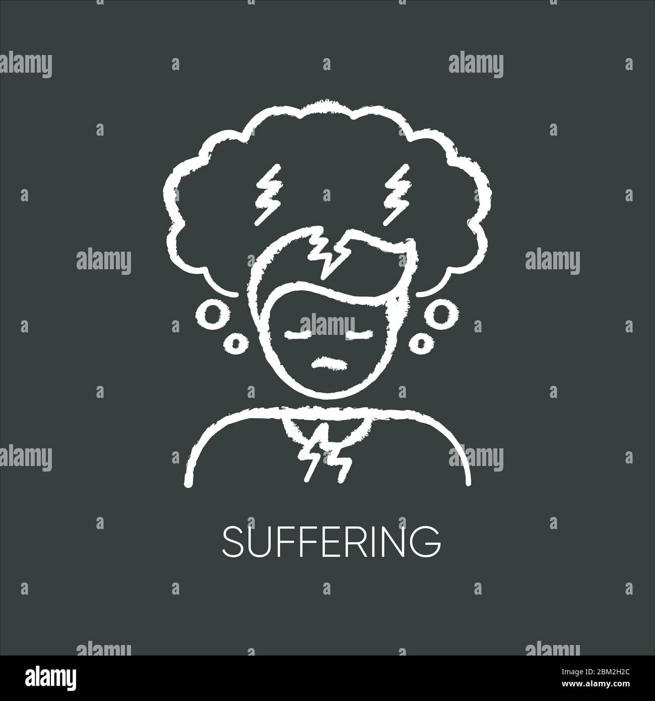 Suffering chalk white icon on black background Stock Vector Image & Art ...