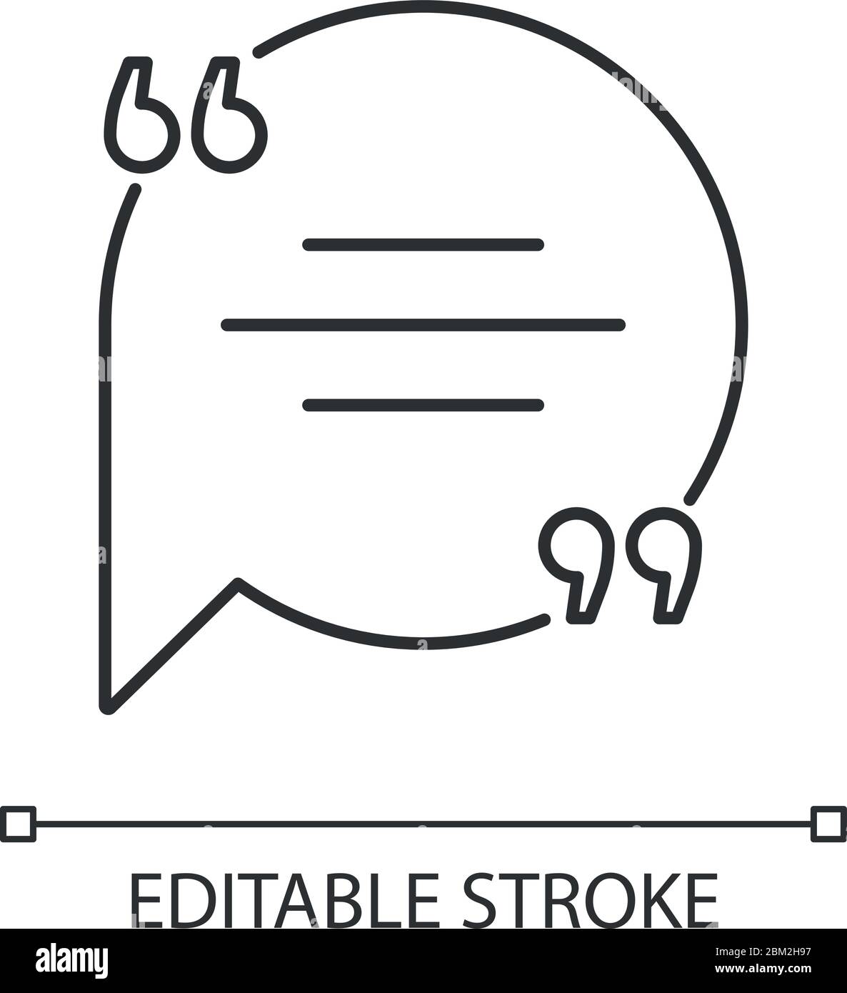 Chat bubble with quotation marks pixel perfect linear icon Stock Vector ...