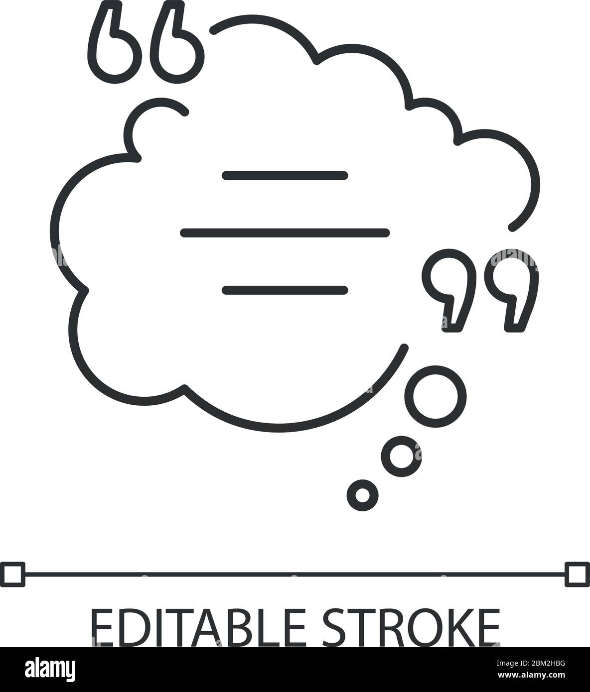 Thought bubble with quotes pixel perfect linear icon Stock Vector Image ...