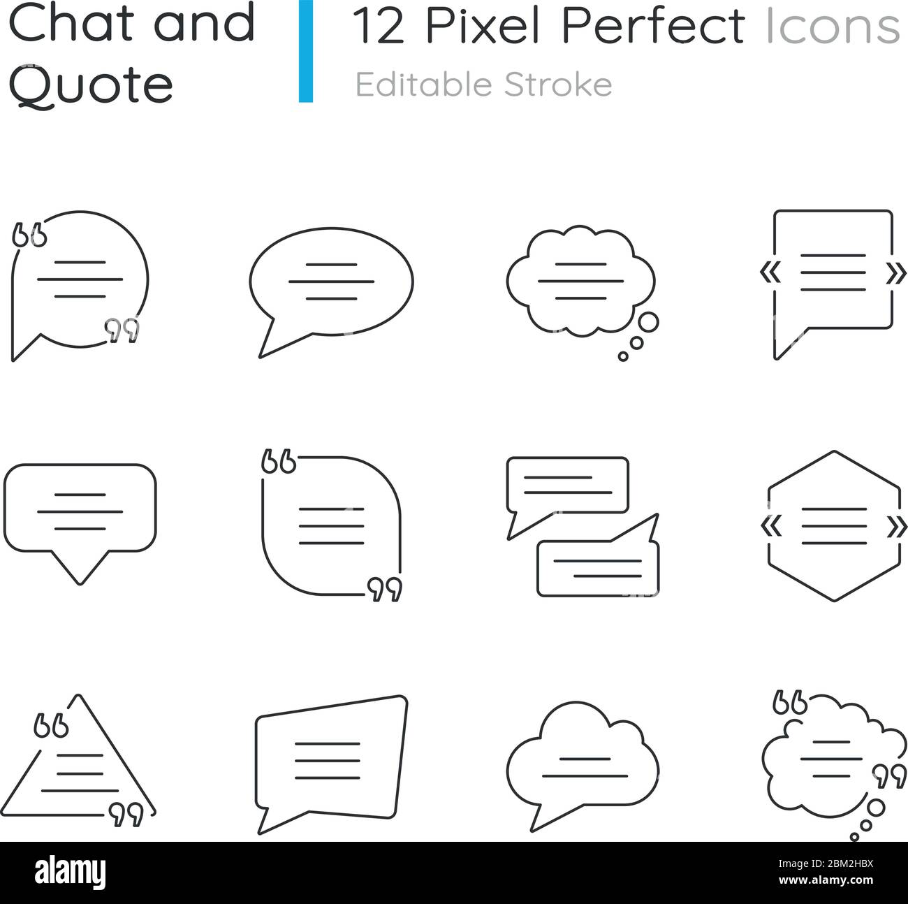 Dialogue box pixel perfect linear icons set Stock Vector Image & Art ...