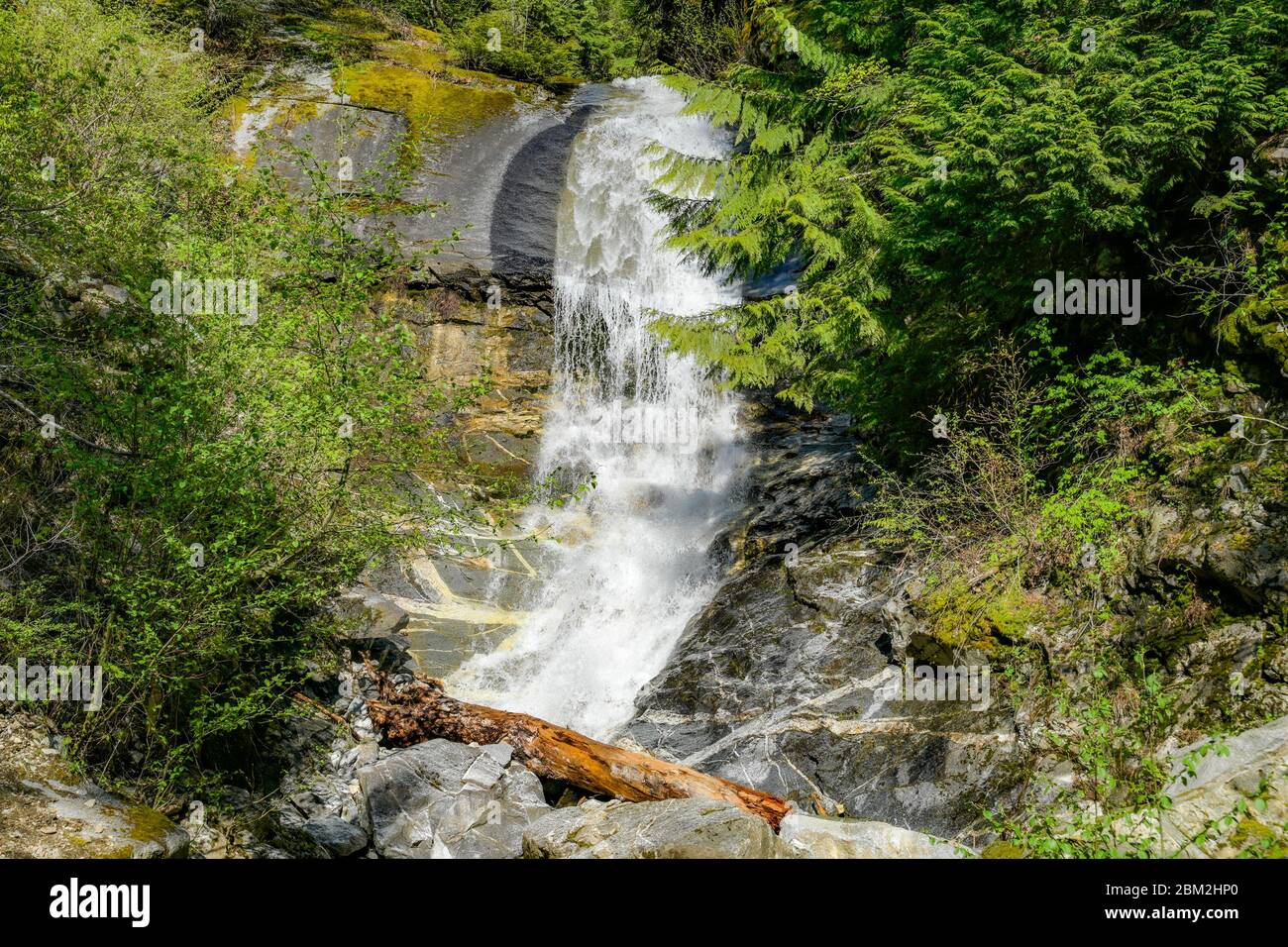 Roadside, waterfall, China Bar, Fraser Canyon, British Columbia, Canada ...