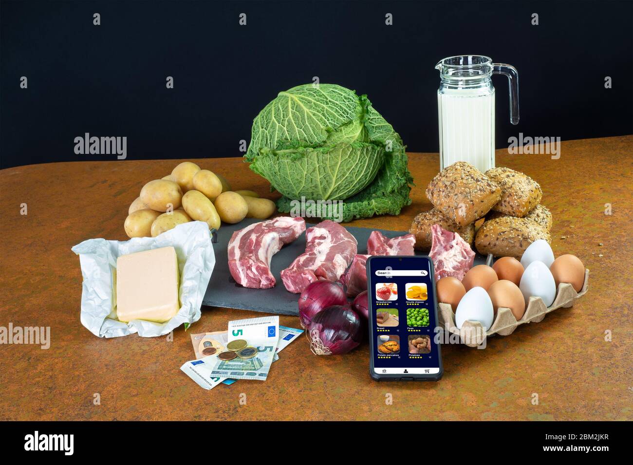 Food for basic needs. An app enables ordering via smartphone. App is ...