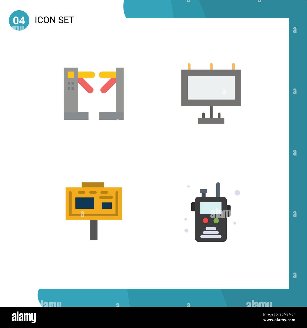 Set of 4 Vector Flat Icons on Grid for access, sign board, underground ...