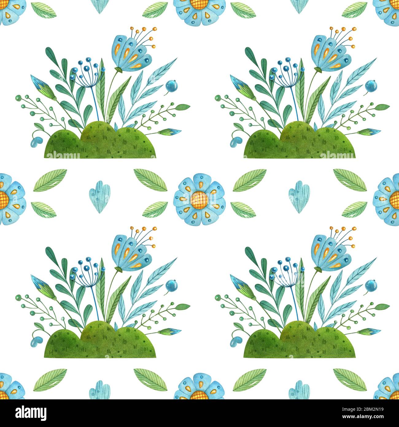 Watercolor seamless hand-illustrated flower pattern. Bright floral ...