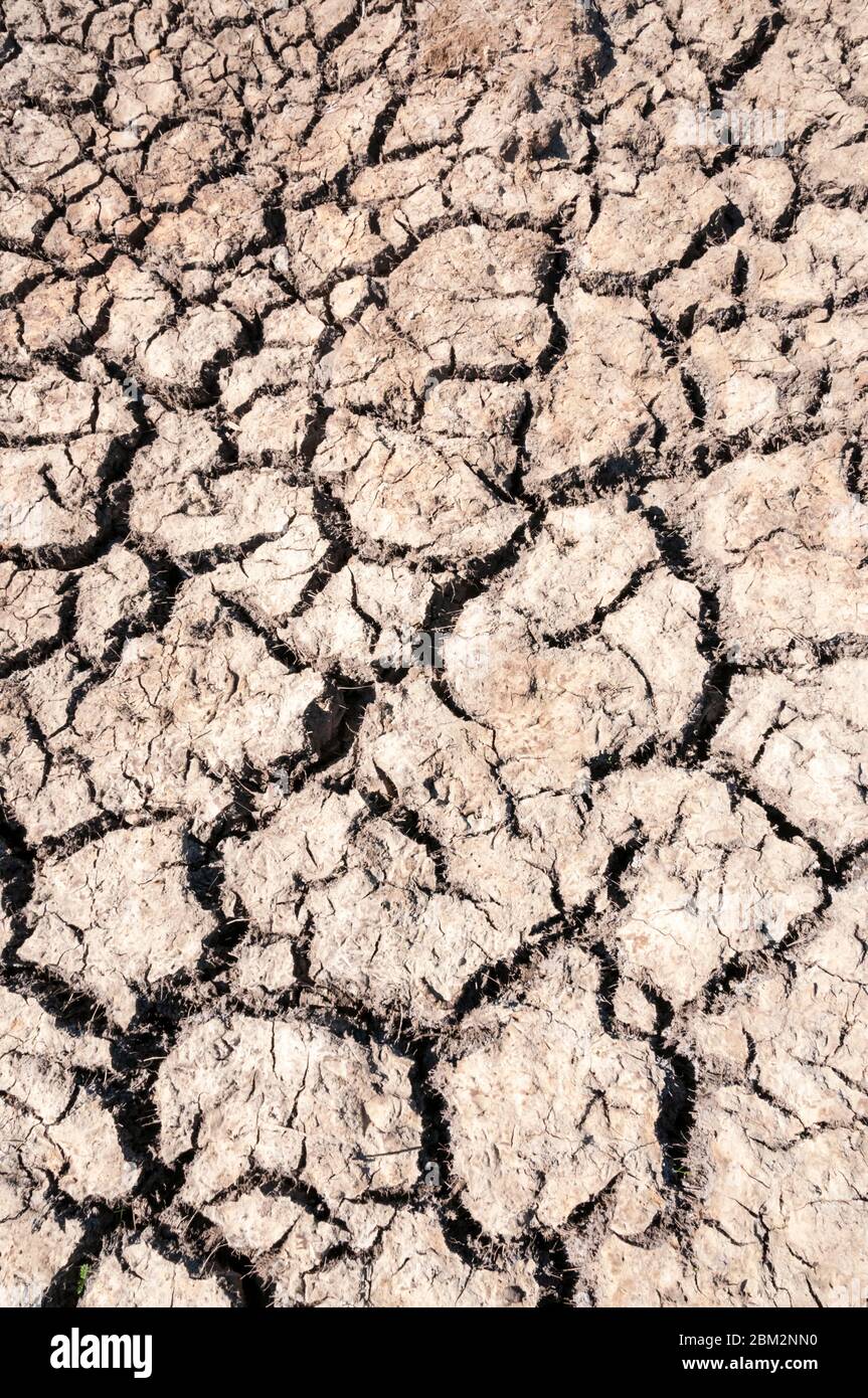 Dry and cracked ground during the hot weather of spring 2020 Stock ...