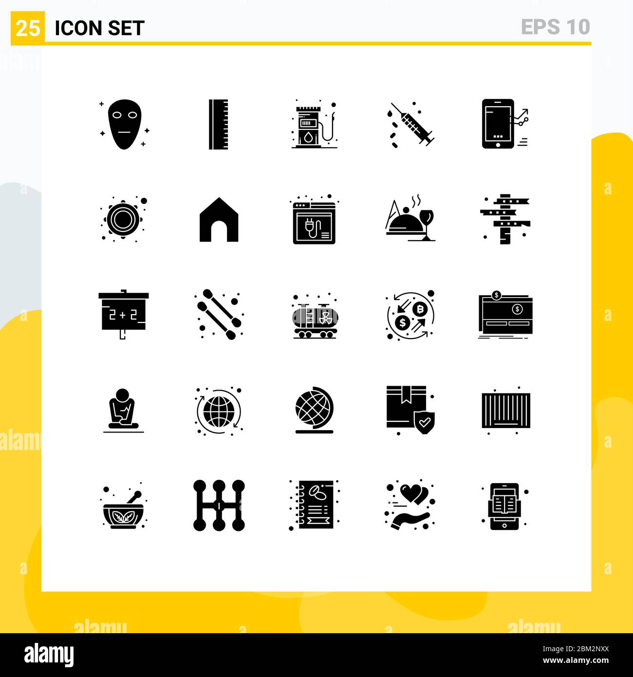 Stock Vector Icon Pack of 25 Line Signs and Symbols for progress, graph ...