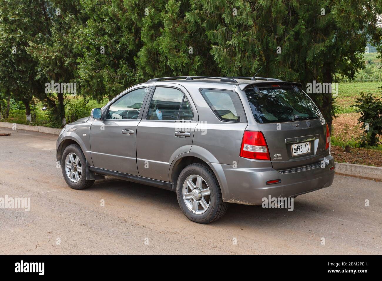 Pyongyang, North Korea - July 30, 2014: A car made in North Korea ...