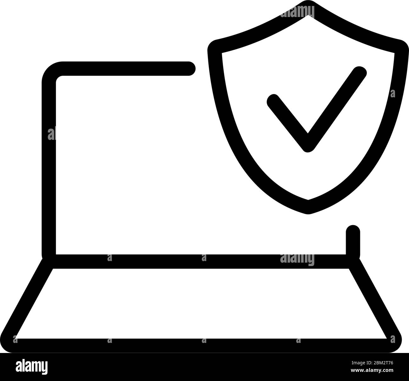 verified laptop protection icon vector outline illustration Stock ...
