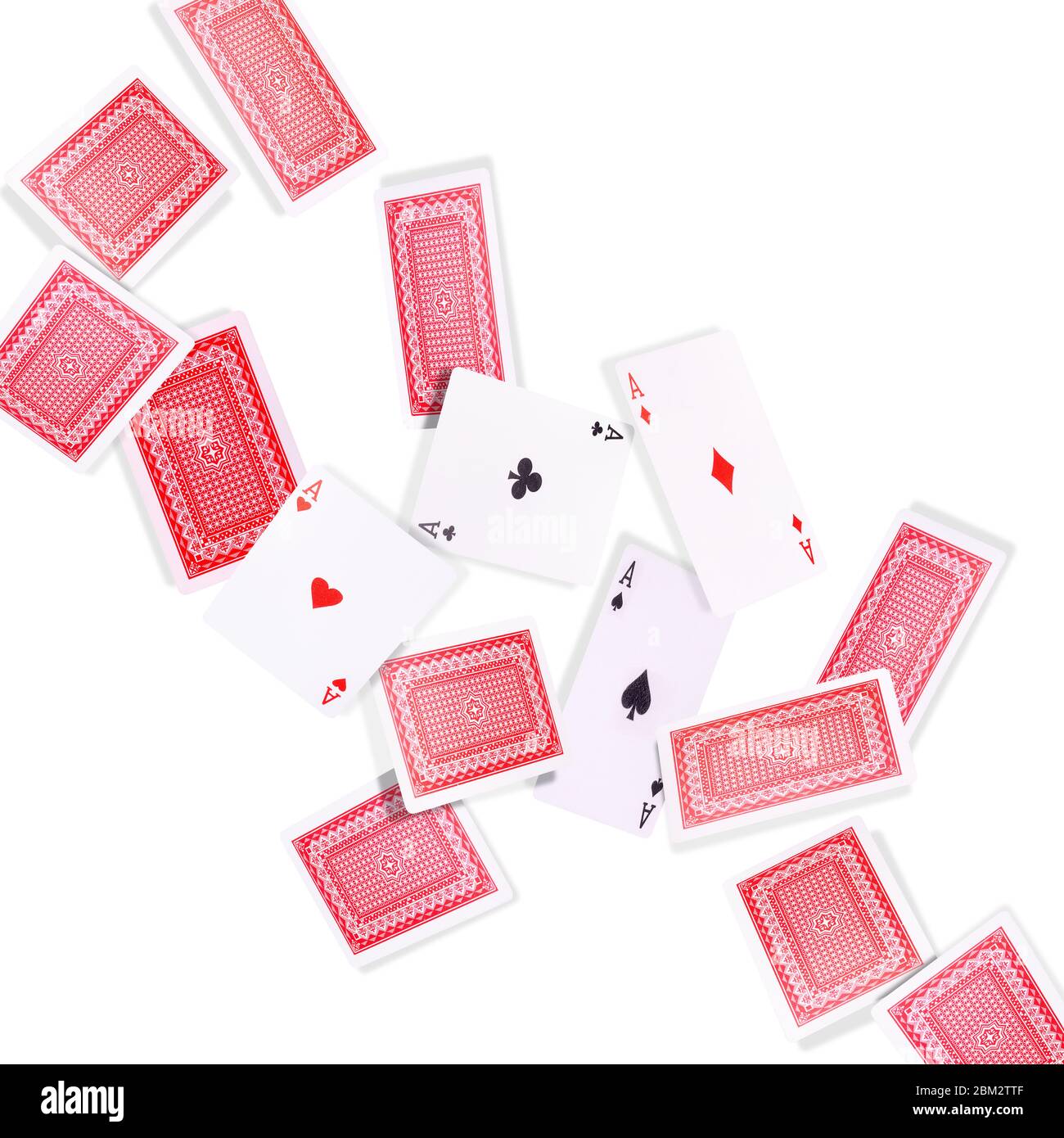 Flying playing cards for poker game on white background Stock Photo - Alamy