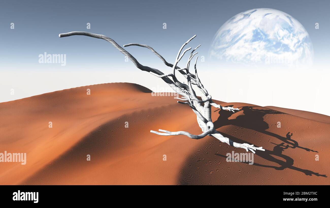 Red sand desert with terraformed moon or exoplanet Stock Photo - Alamy