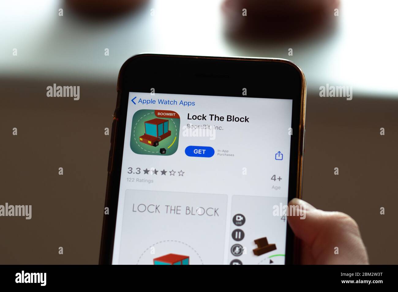 New York, USA - 1 May 2020: Lock the Block app logo close-up on phone ...