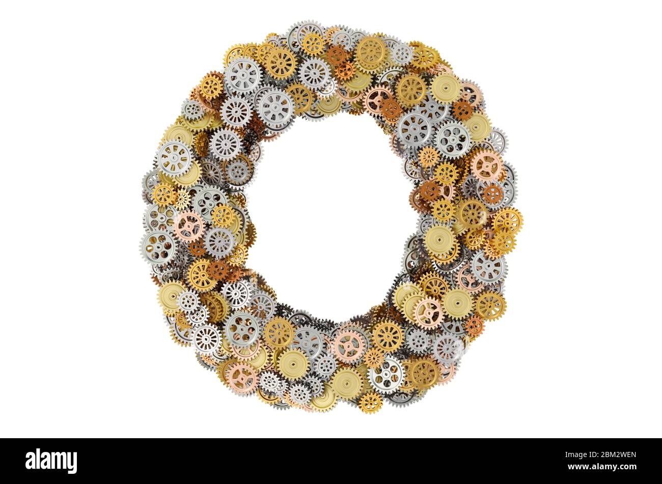 Letter O from cogwheels, 3D rendering isolated on white background ...