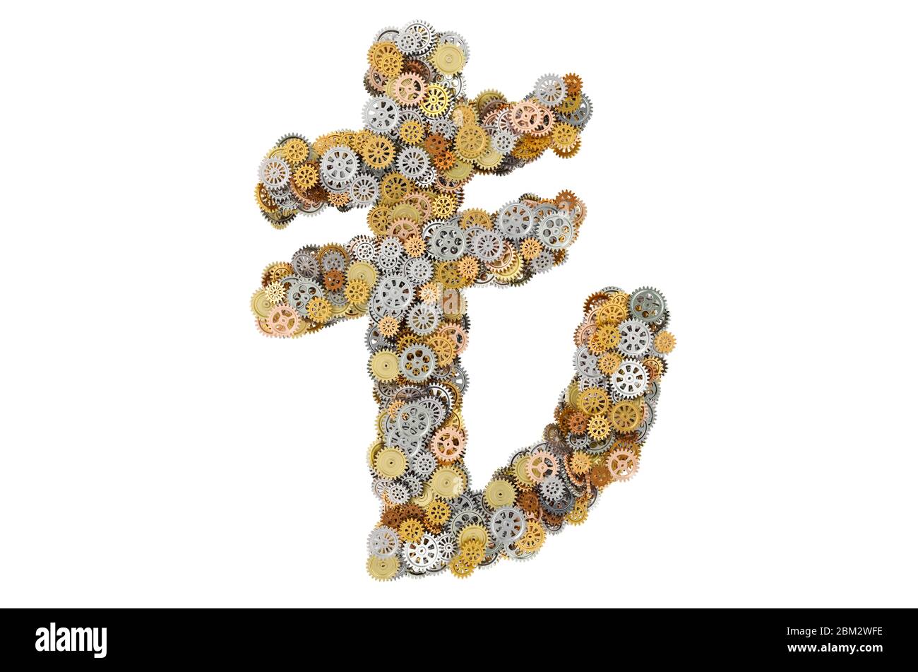 Lira symbol from cogwheels, 3D rendering isolated on white background ...