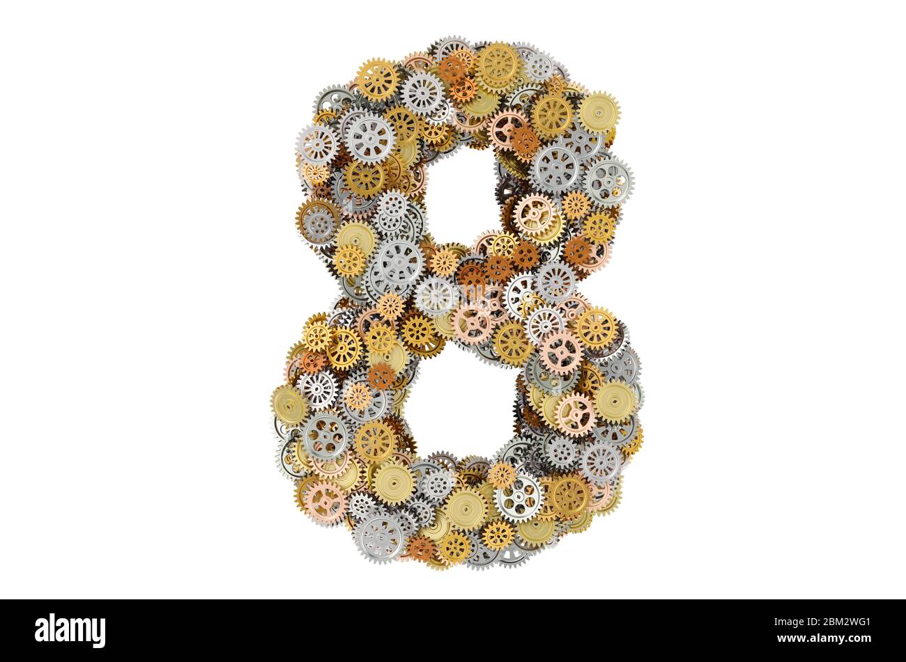 Number 8 from gearwheels, 3D rendering isolated on white background ...