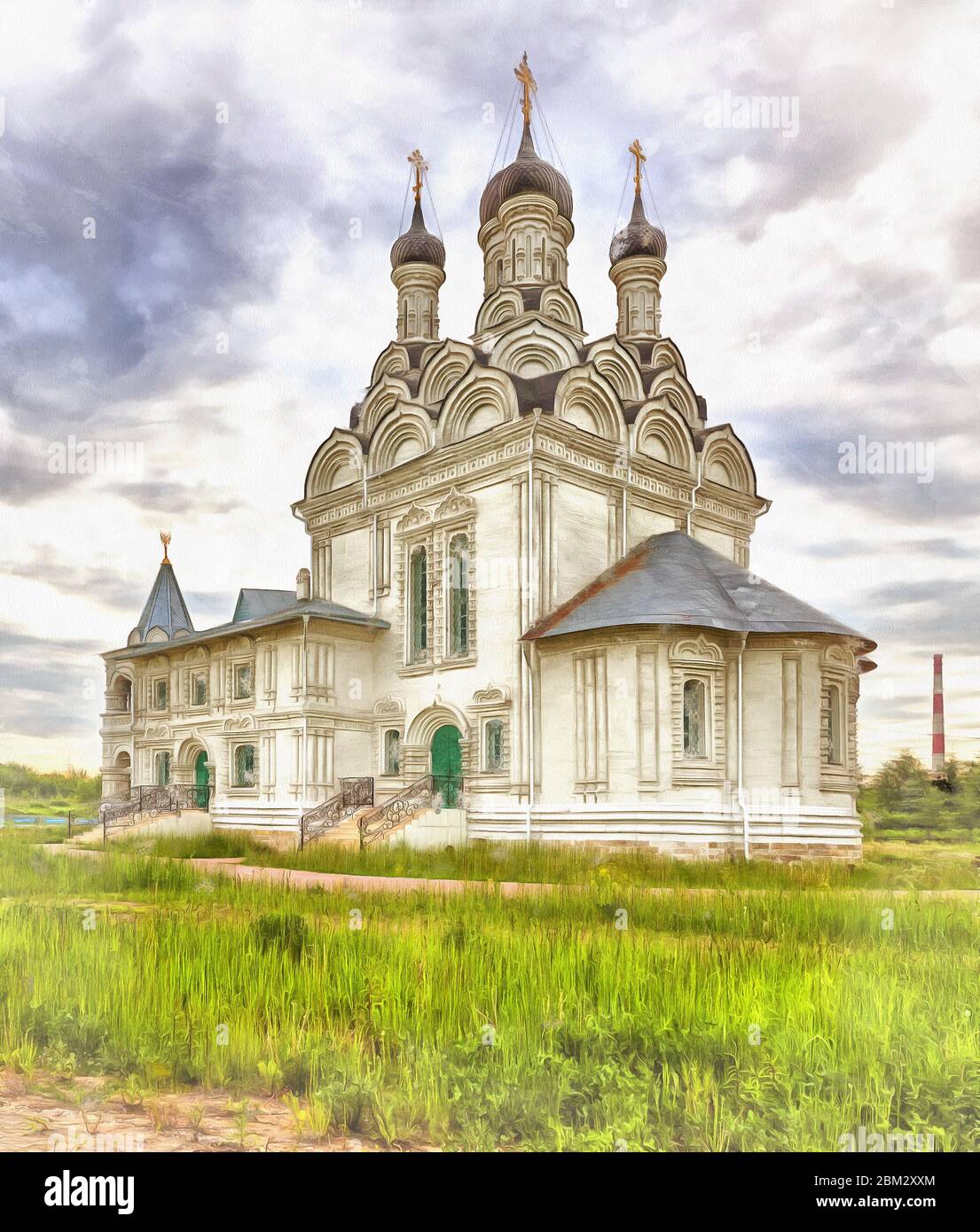 Beautiful russian ancient cathedral architechture colorful painting ...