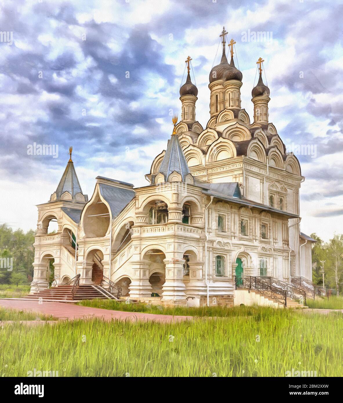 Beautiful russian ancient cathedral architechture colorful painting ...