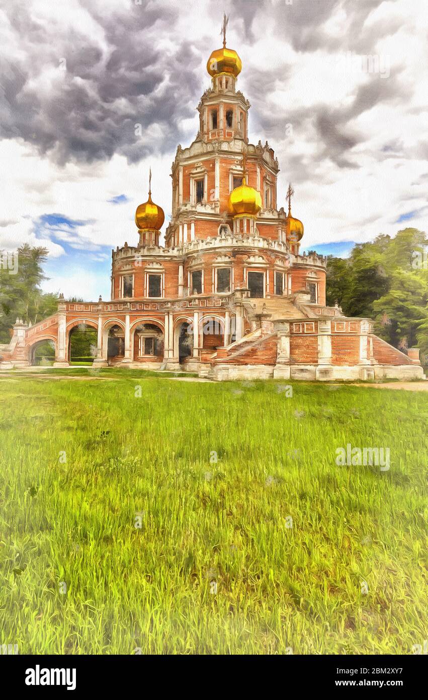 Beautiful russian ancient cathedral architechture colorful painting ...