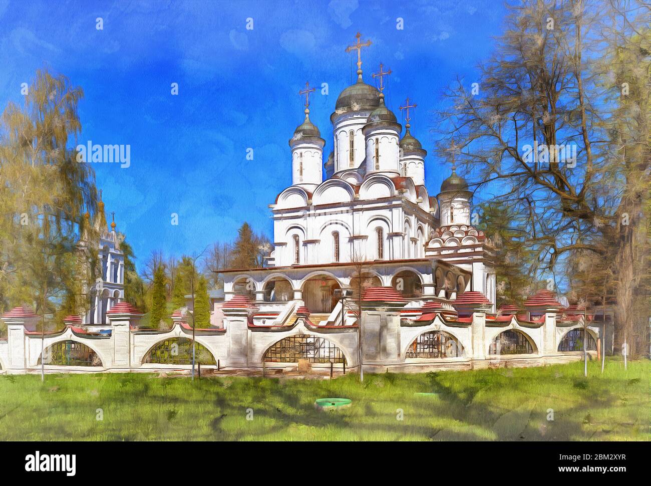 Beautiful russian ancient cathedral architechture colorful painting ...