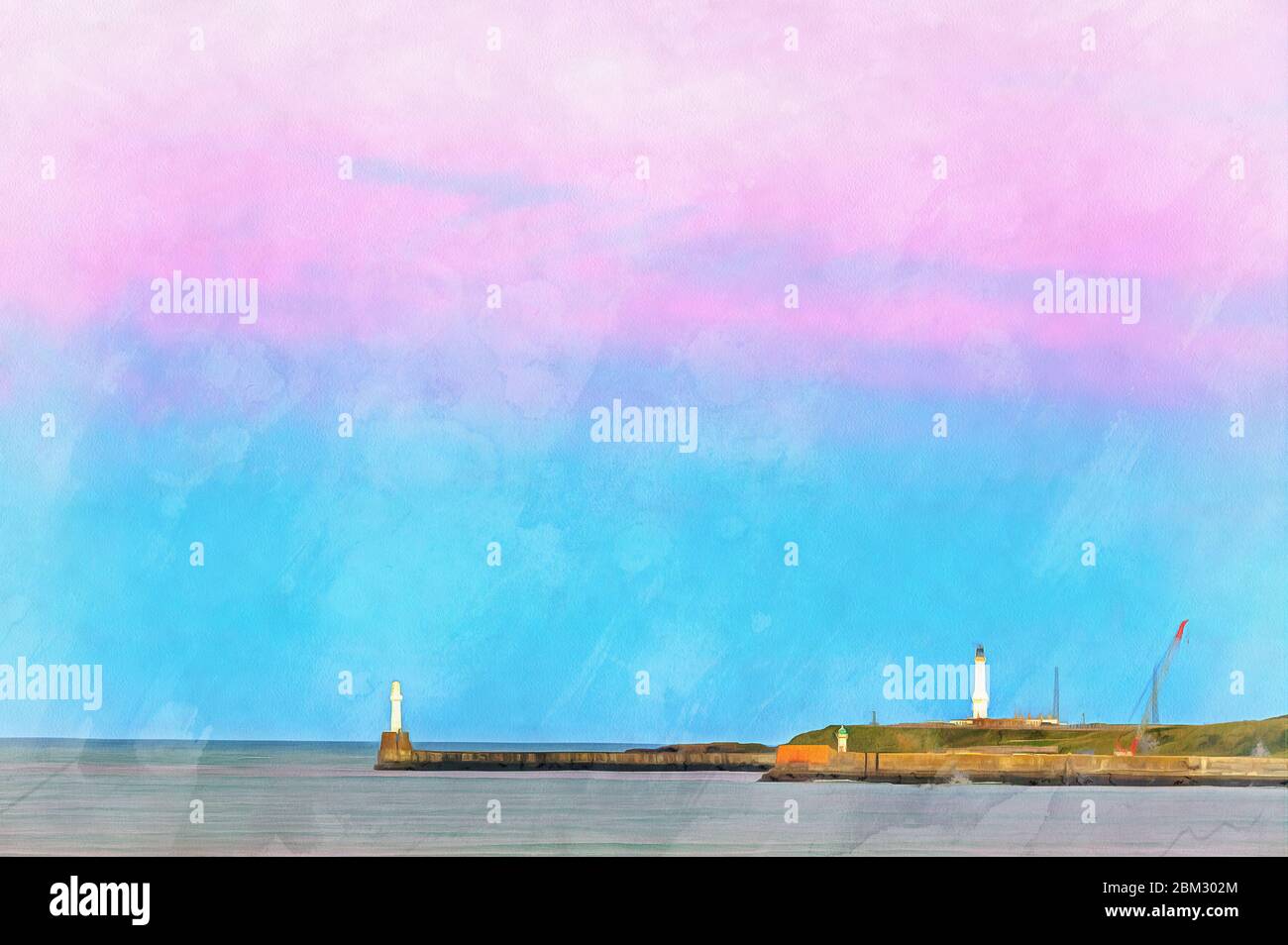 Beautiful seascape with lighthouse colorful painting looks like picture ...