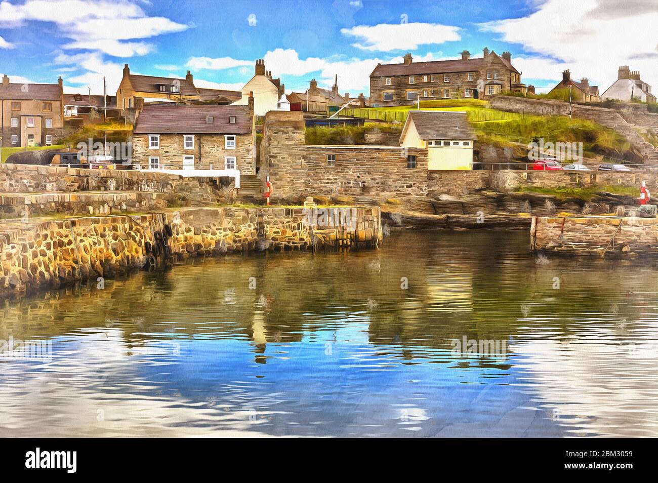 Old town bay colorful painting looks like picture Stock Photo - Alamy