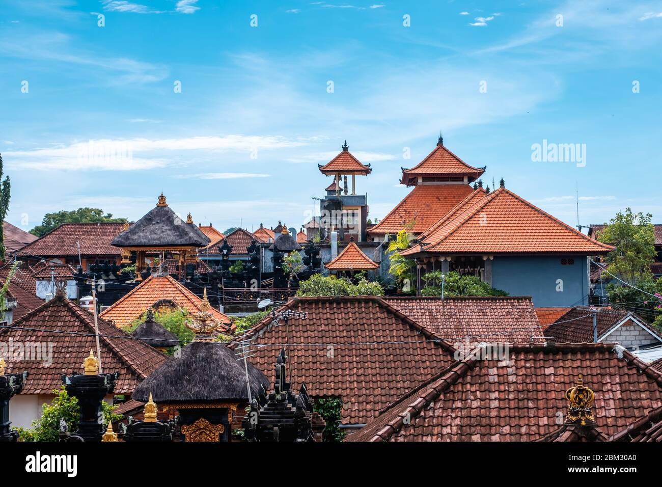 Aerial view landscape of Ubud and houses of Bali, traditional ...