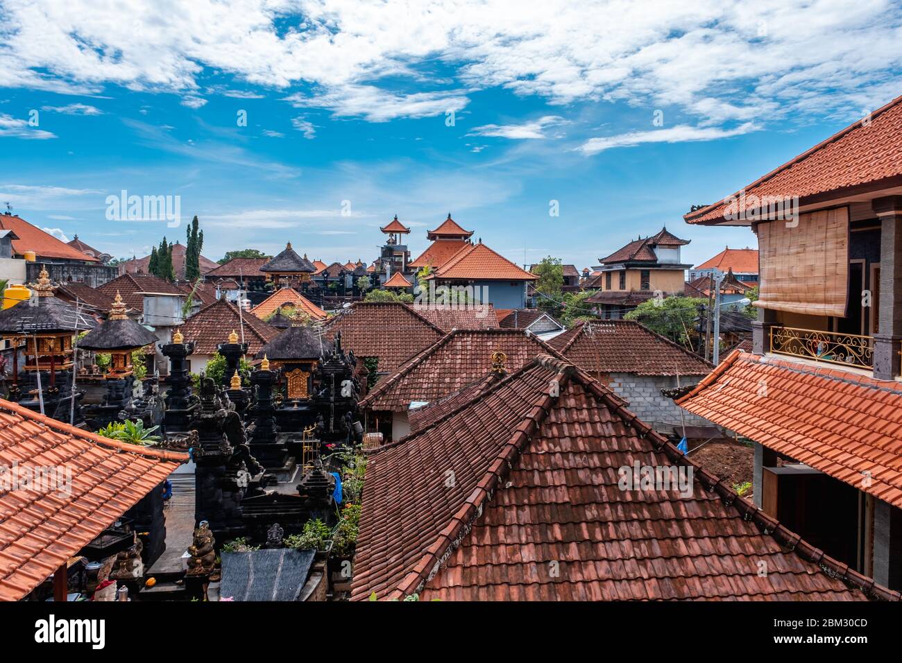 Aerial view landscape of Ubud and houses of Bali, traditional ...