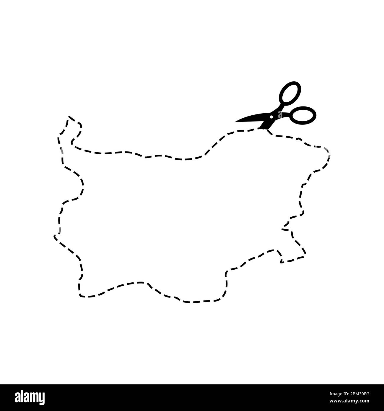 Bulgaria map Scissors cut template. Dashed line continents of Bulgarian ...