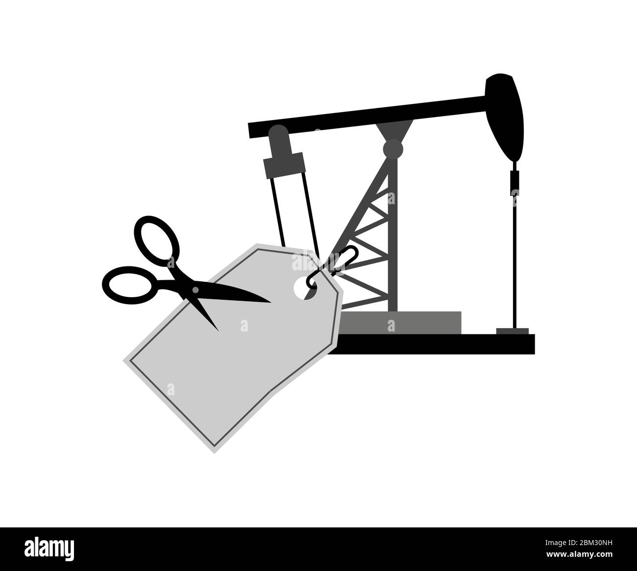 Oil rig Price tag and scissors. Oil price decline. Cutting prices ...