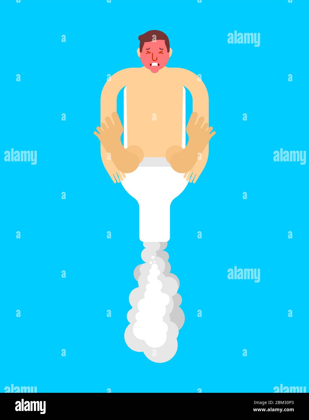 Big farting. Guy farting Flying on toilet. flatulence vector ...