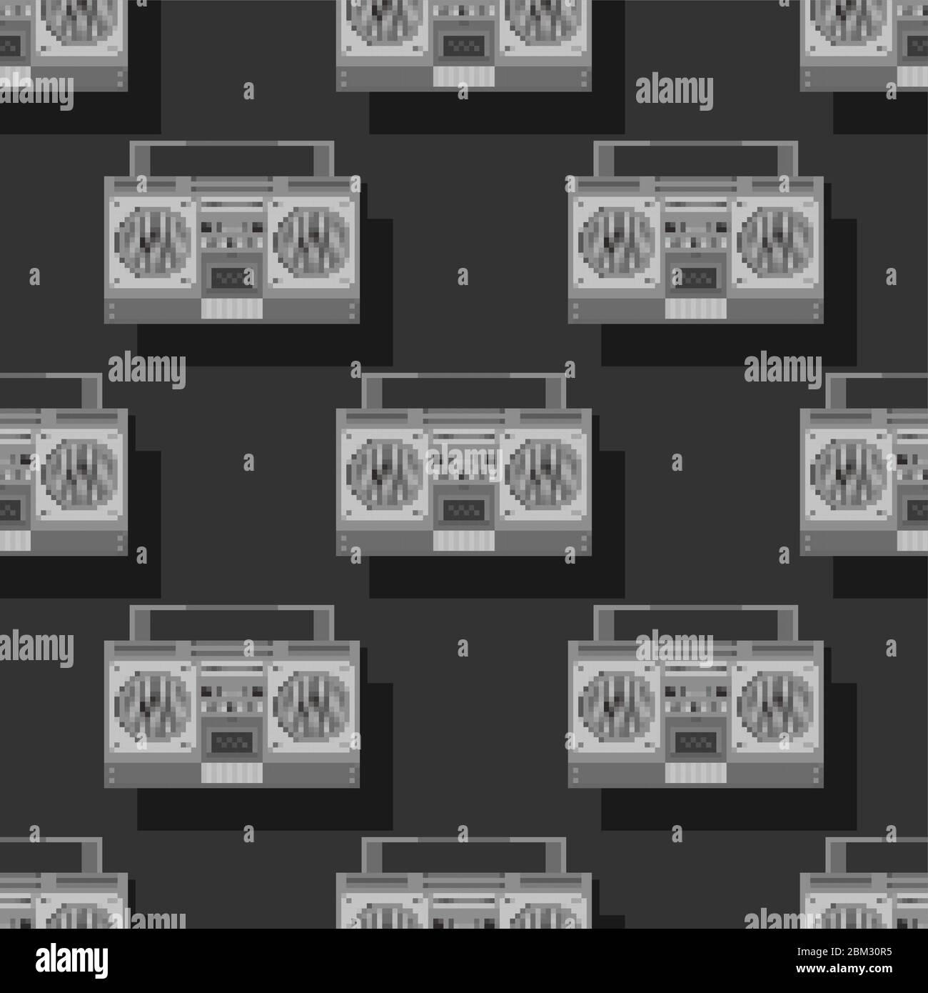 Audio tape recorder pixel art pattern seamless. Boombox 8 bit ...