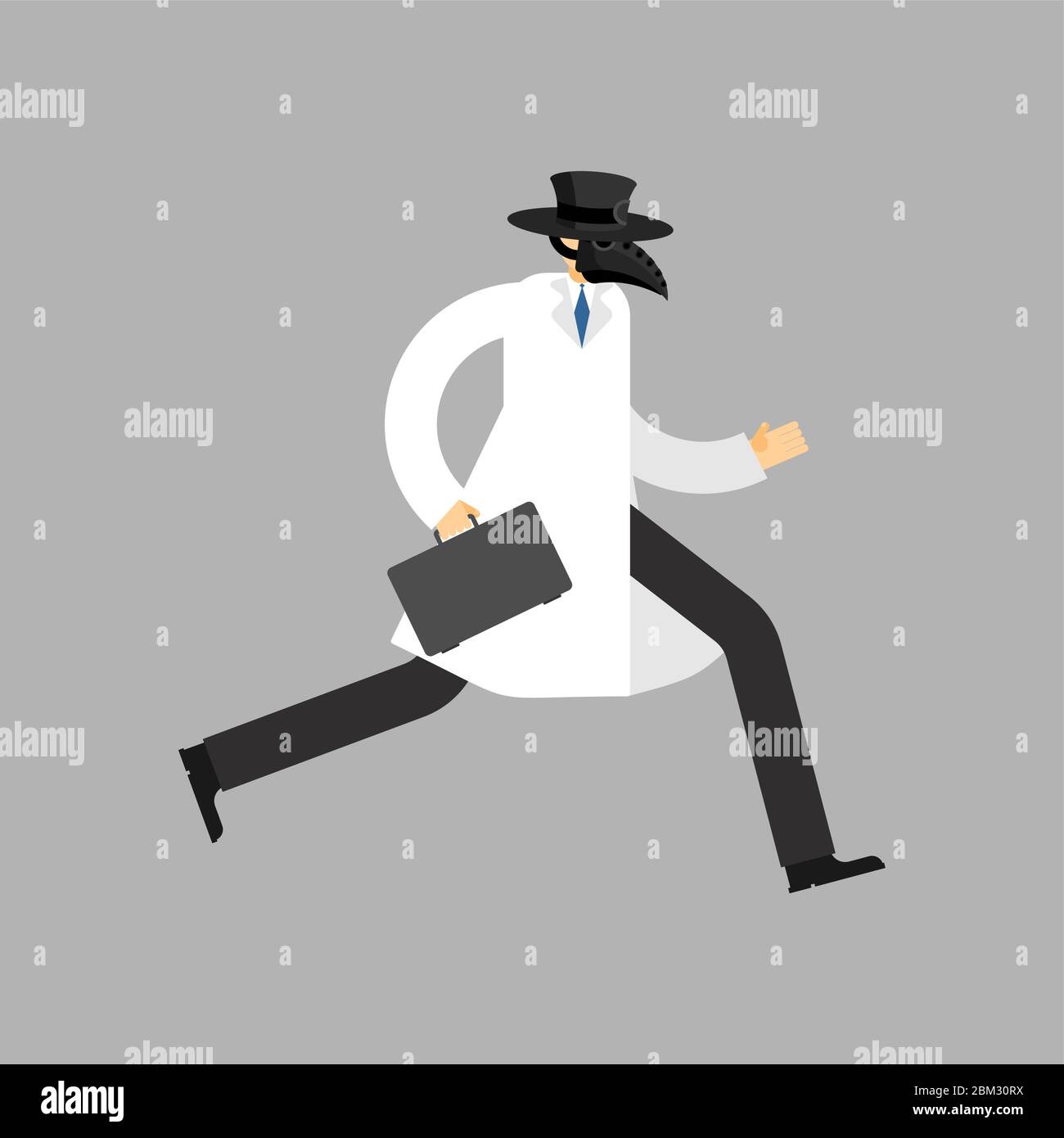 Running Plague doctor. Medieval doc runs to rescue treat pandemic and ...