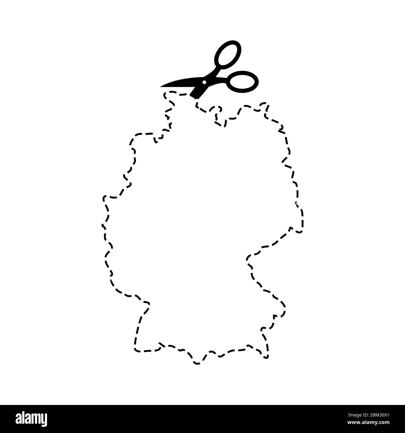 Germany map Scissors cut template. Dashed line continents of german ...