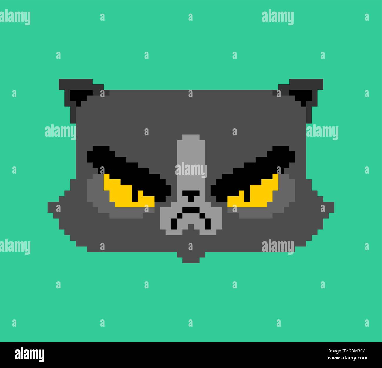 Grumpy Cat face pixel art. 8 bit Angry pet. Pixelate animal vector ...