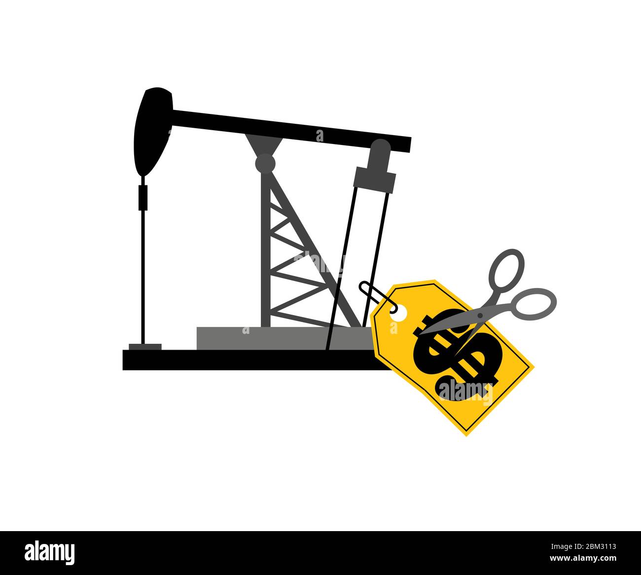 Oil rig Price tag and scissors. Oil price decline. Cutting prices ...