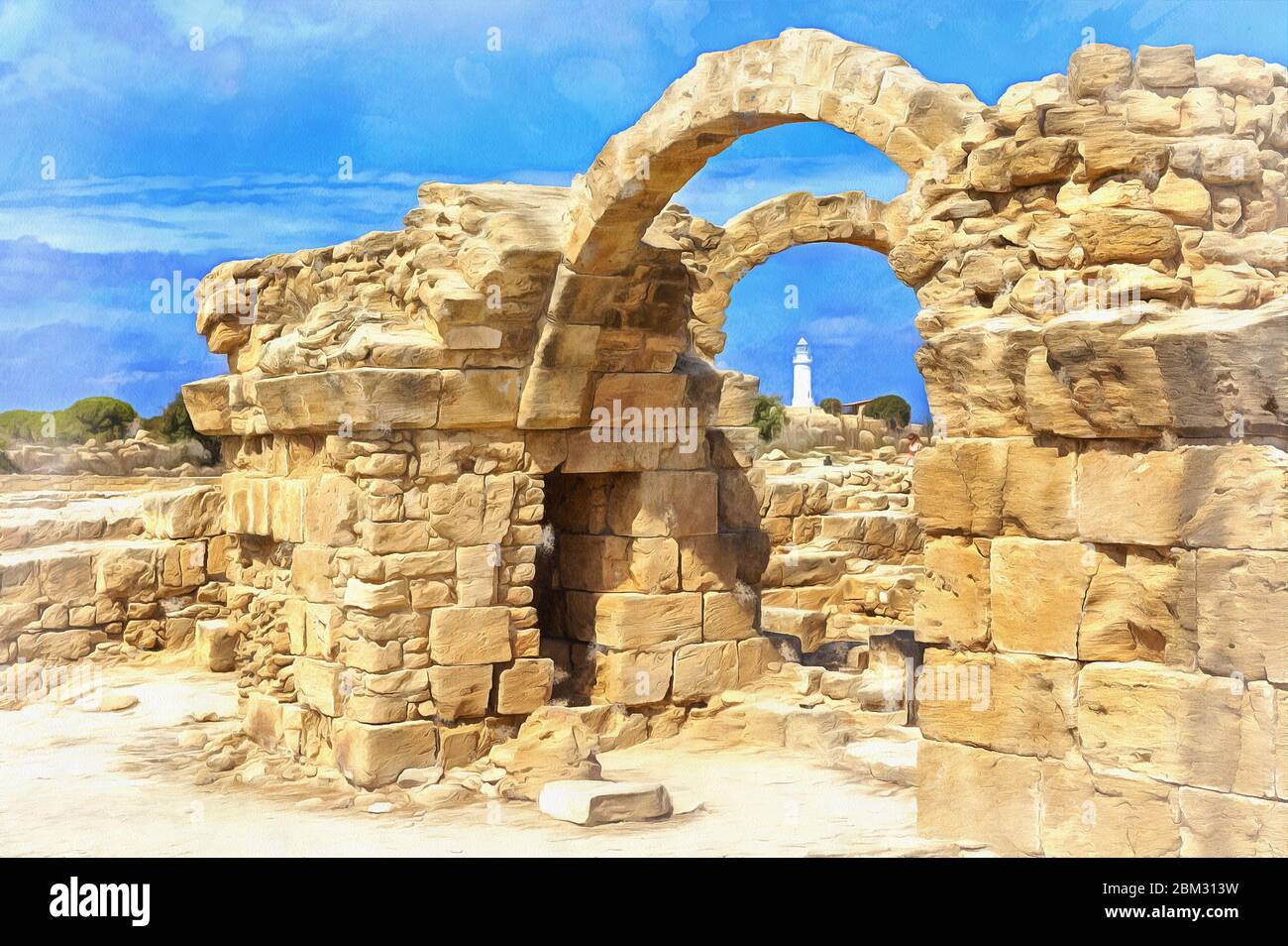 View on ancient architechture ruins colorful painting looks like ...