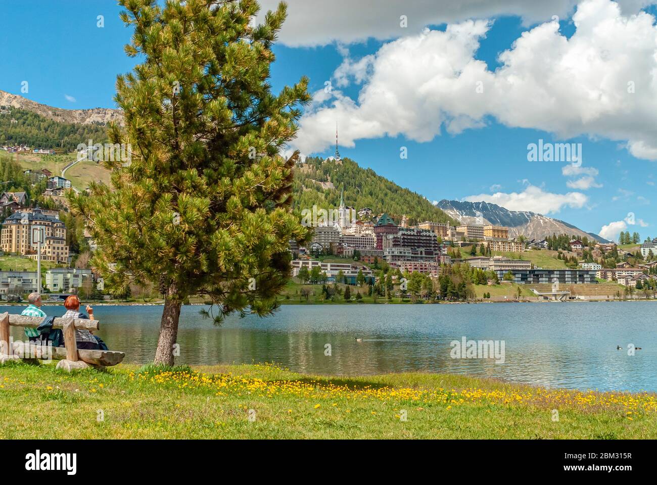 St moritz and lake st moritz in springtime hi-res stock photography and ...