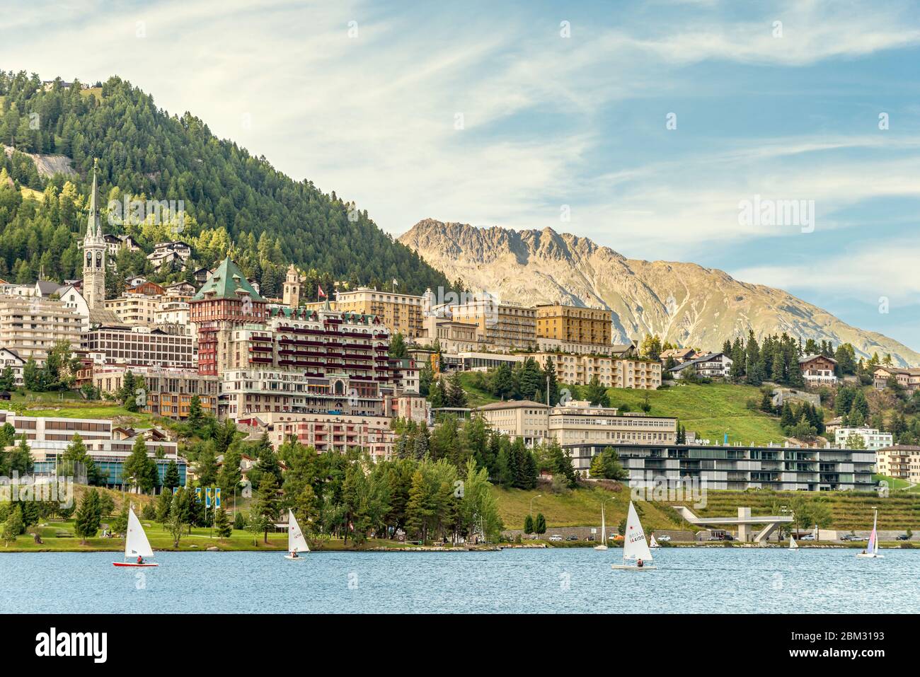 St.Moritz and Lake St.Moritz in Spring, Upper Engadin, Switzerland ...