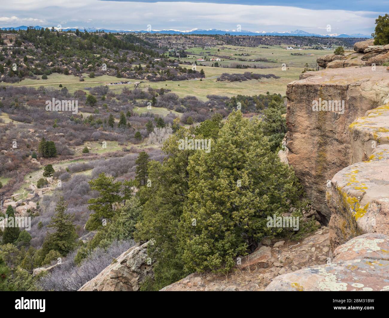 Looking down the Cherry Creek Valley from the Rimrock Trail, Castlewood ...