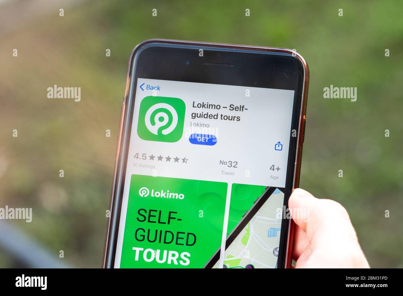 New York, USA - 1 May 2020: Lokimo app logo close-up on phone screen ...