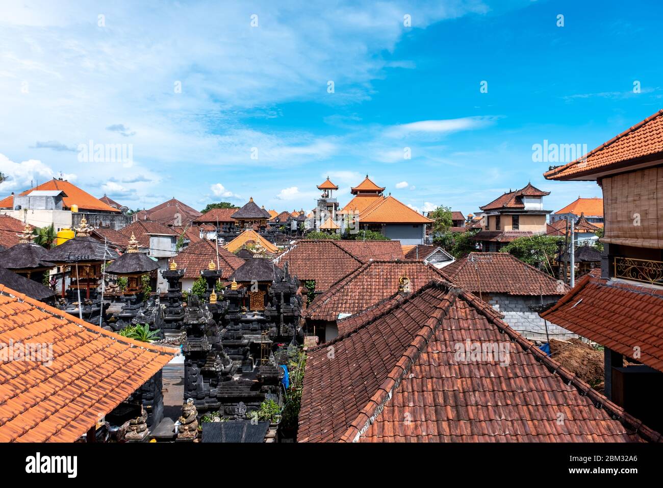 Aerial view landscape of Ubud and houses of Bali, traditional ...