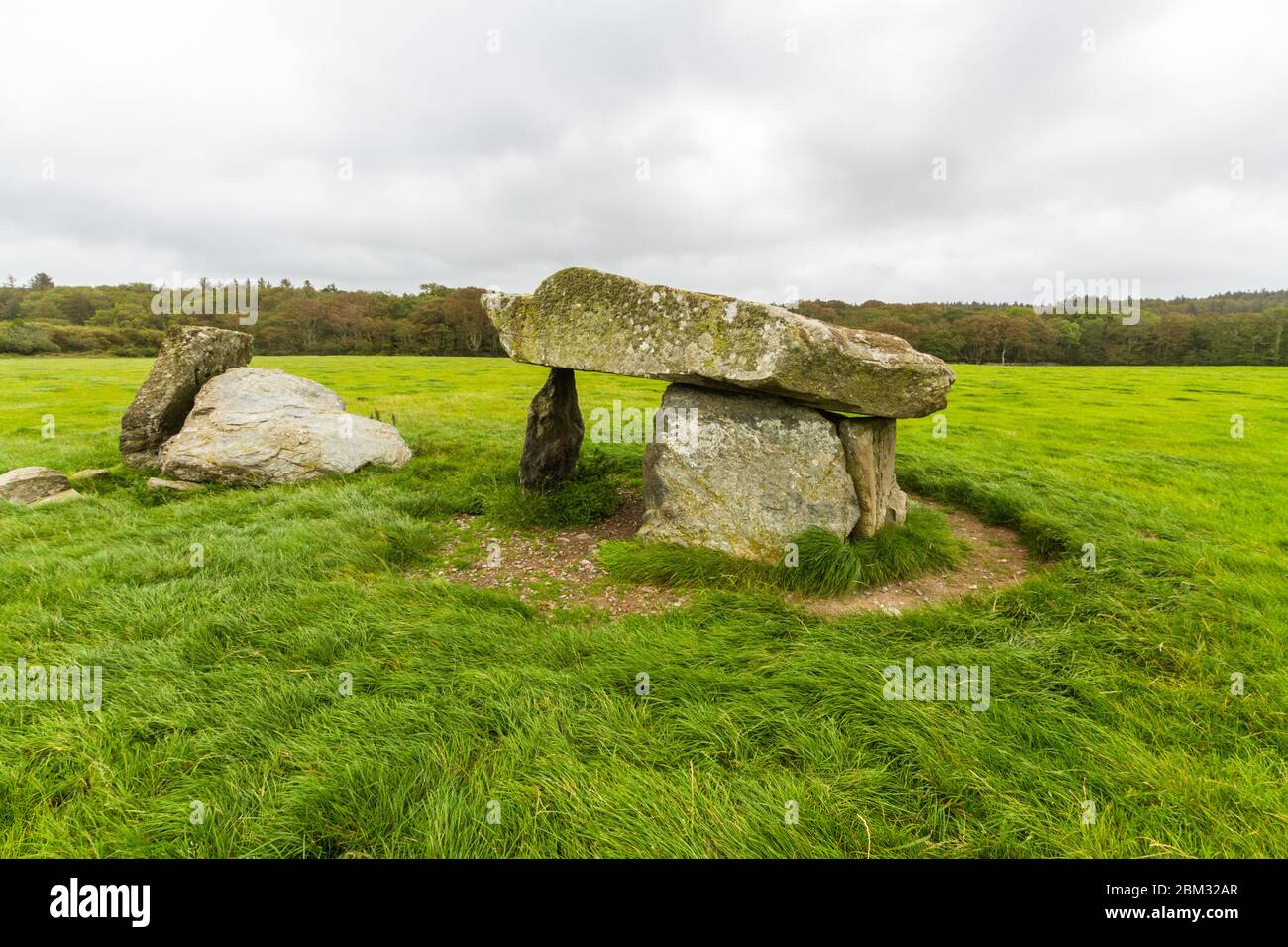 Stone Tumulus Presaddfed Burial Chamber, Anglesey, Wales, UK, landscape ...