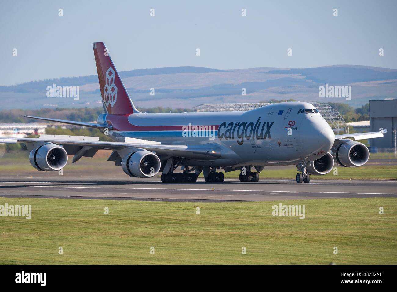 Prestwick, UK. 6th May, 2020. Pictured: A Cargolux Boeing 747-800 ...