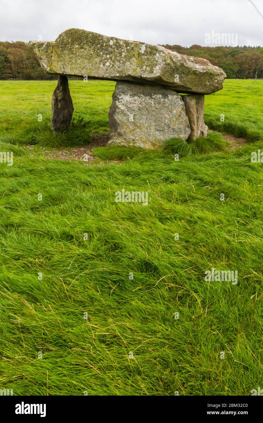 Stone Tumulus Presaddfed Burial Chamber, Anglesey, Wales, UK, portrait ...